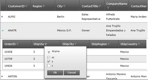 hierarchical data grid view events