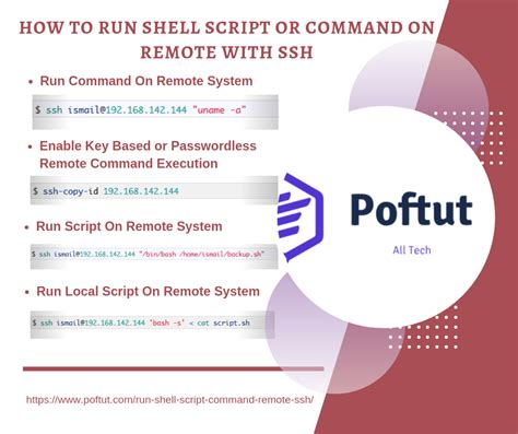 how to run shell script or command on remote with ssh poftut