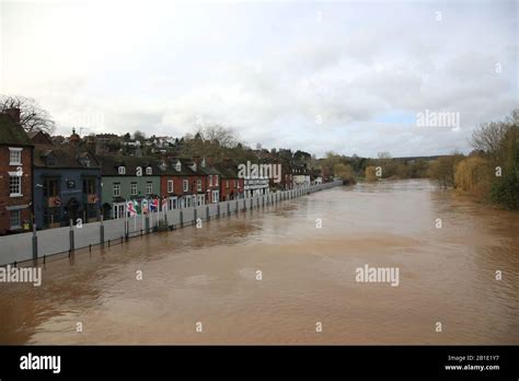 Flood Defence Barriers On The River Severn At Bewdley Worcestershire
