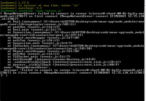 mongodb mongonetworkerror failed to connect to server on first