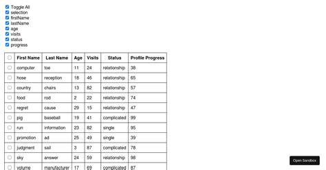 react table hide column and select row forked codesandbox
