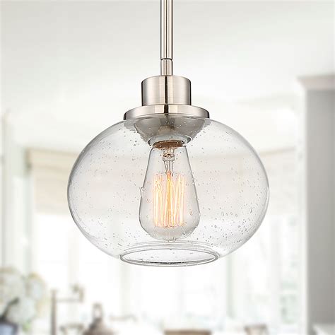 Seeded Glass Mini Pendant Light Brushed Nickel Quoizel Lighting