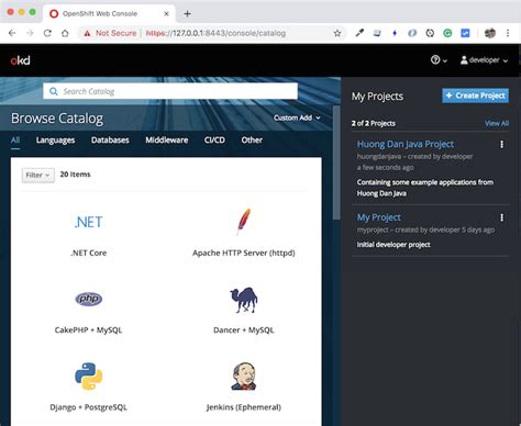 create new project in openshift using oc client tool or