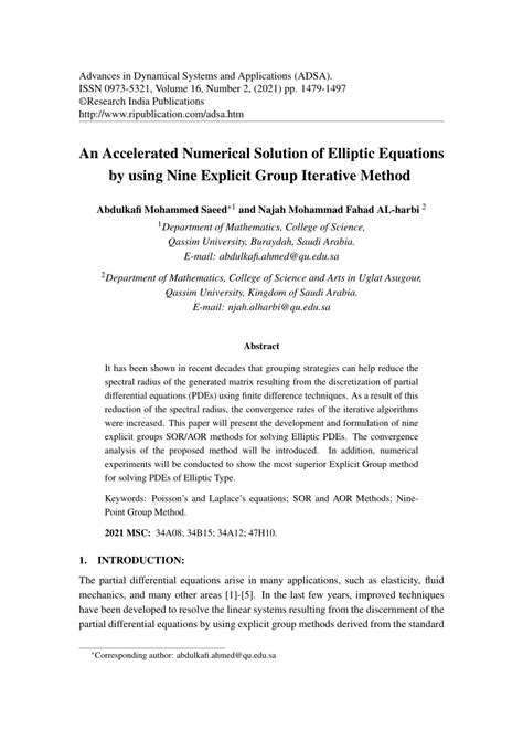 Pdf An Accelerated Numerical Solution Of Elliptic Equations By Using