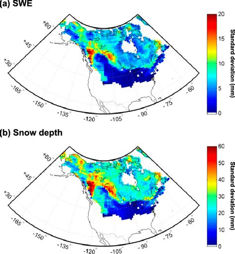 Spatial Distribution Of The Std Dev Of A Swe And B Snow Depth