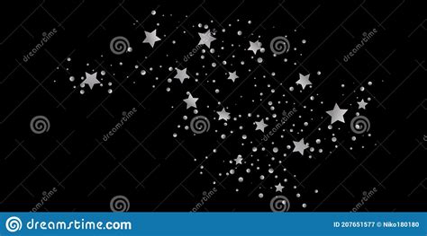 Silver Star Of Confetti Falling Stars On A White Background Stock