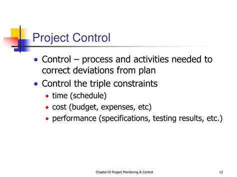 Ppt Chapter 10 Project Monitoring And Control Powerpoint Presentation