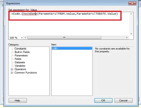 ssrs parameter validation using custom code