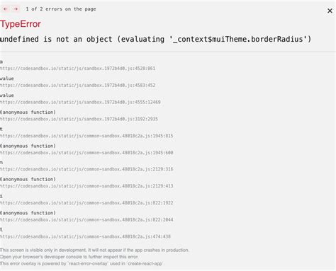 javascript codesandbox with material ui error undefined is not an