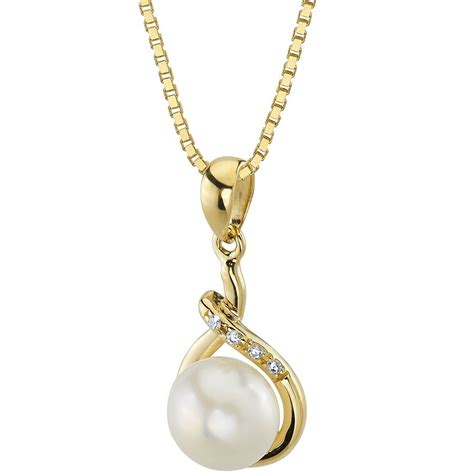 14k Yellow Gold Freshwater Pearl Infinity Drop Pendant Necklace 18