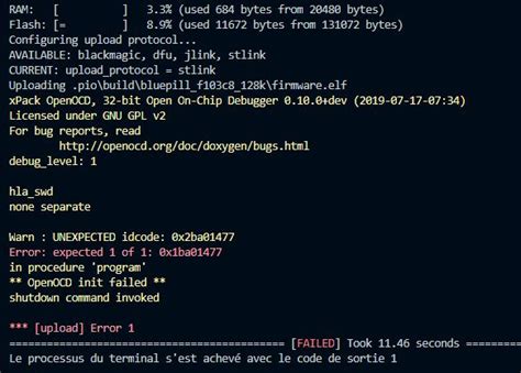 error uploading bluepill stm32 arduino platformio community