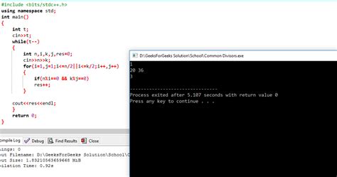 geeksforgeeks solution for common divisors