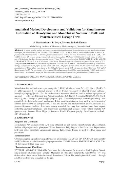 Pdf Analytical Method Development And Validation For · Pdf