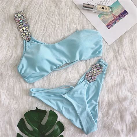 Shiny Swimwear Rhinestones Sexy Bikini Rhinestone Push Rhinestone