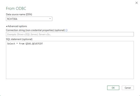 importing data to excel using odbc