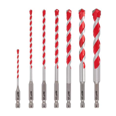 Milwaukee Shockwave Carbide Hammer Drill Bit Kit 7 Piece For Concrete