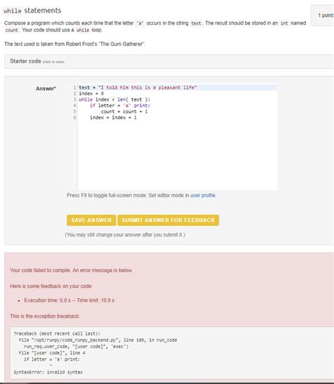 solved while statements 1 point compose a program which