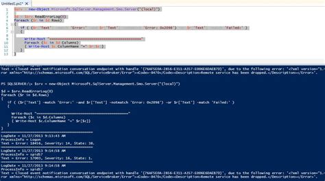 how to scan sql server error log and ignore some errors with