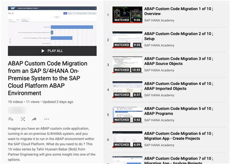 abap custom code migration hands on video tutorials