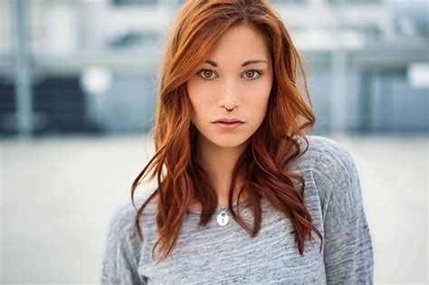 Hd Wallpaper Women Piercing Redhead Portrait Face Nose Rings
