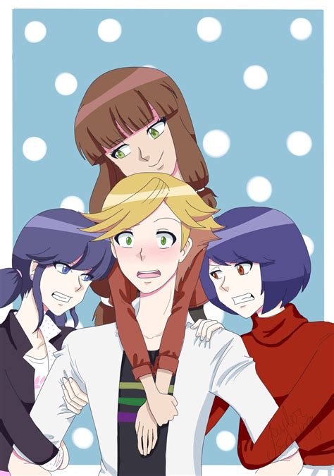 Adrien Lila Marinette And Kagami Tsurugi · Miraculous Ladybug · Artwork