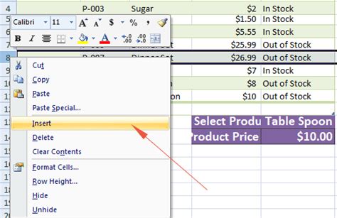 how to insert one multiple rows in excel [shortcut menu