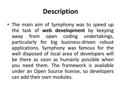 ppt advantages of the symfony framework powerpoint presentation free