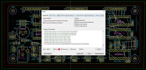 erroe message symbol c1 pad 2 not found in footprint layout kicad
