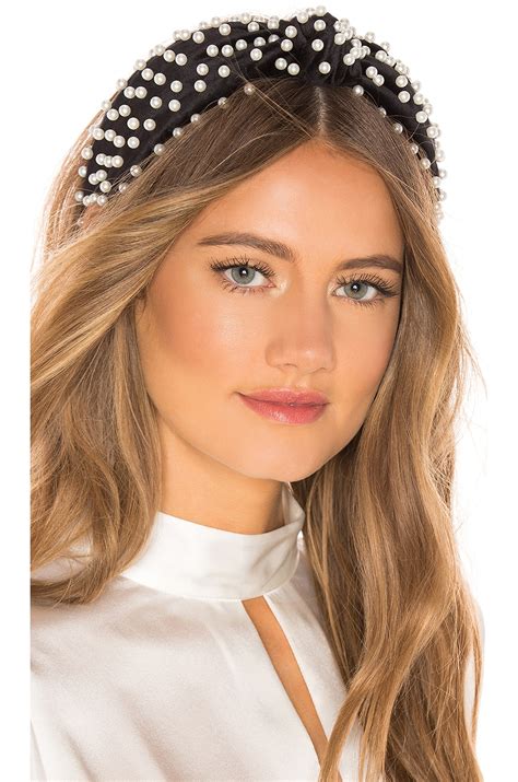 Lele Sadoughi Pearl Headband In Jet Pearl Revolve