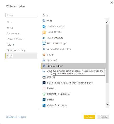 ejecución de scripts de python en power bi desktop power