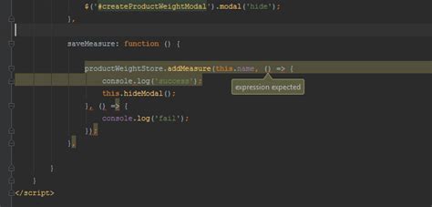 javascript expression expected in phpstorm stack overflow