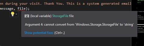 uwp sending email with attachment error cannot convert from