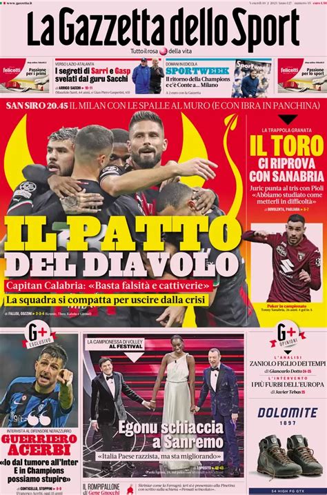 Le Prime Pagine Dei Quotidiani Sportivi Di Oggi In Edicola Forza Monza