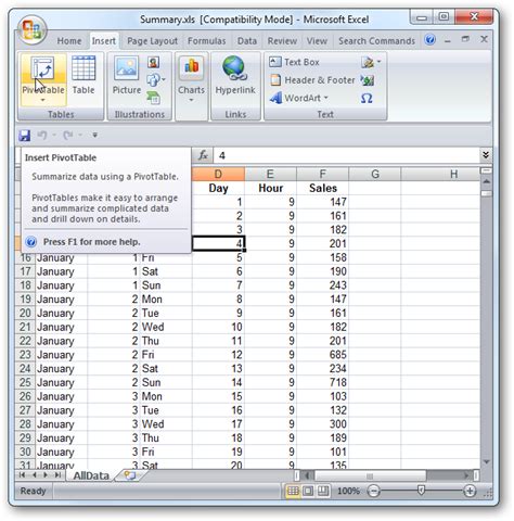 how to create a pivot table in excel 2007 pivot table