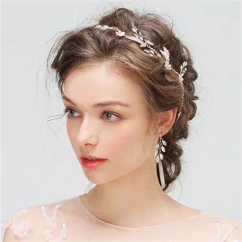 Wedding Headdress Delicate Marquise Stones Bridal Hair Vine And Earring
