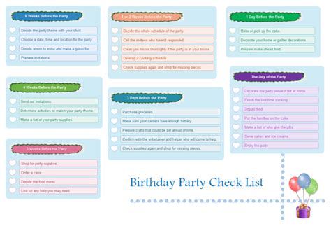 Printable Birthday Party Checklist Templates Edraw