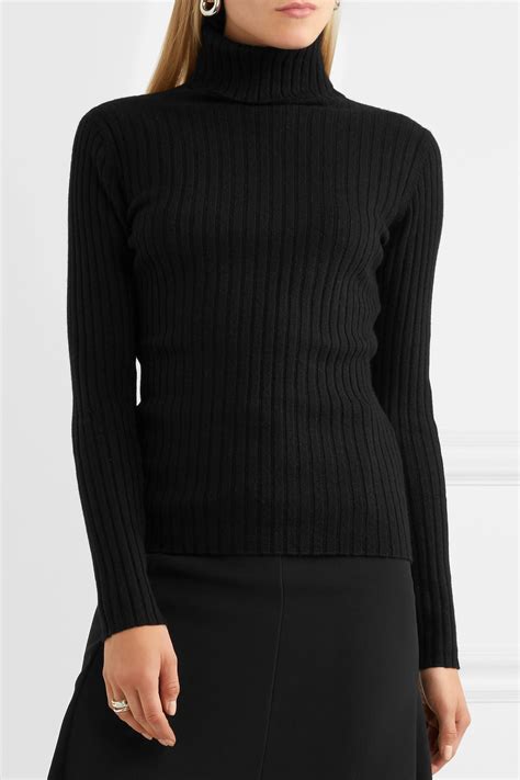 Allude Ribbed Cashmere Turtleneck Sweater In Black Lyst