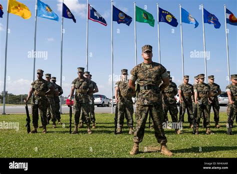 U S Marines Stand In Formation During The Marine Corps Installations