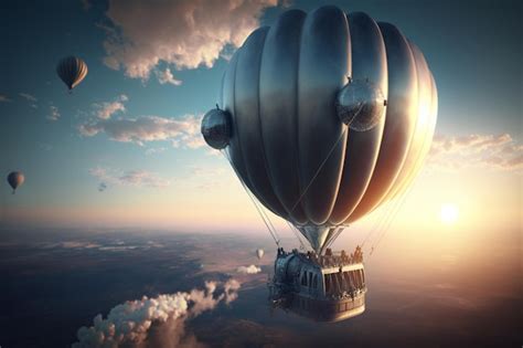 Un Globo Aerostático En El Cielo Con El Sol Brillando A Través De Las