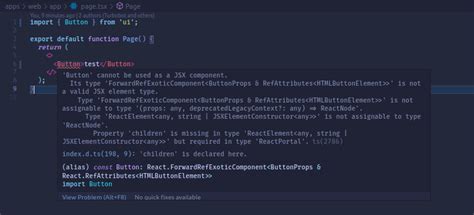 next js13 error turborepo shadcn ui button cannot be used as a