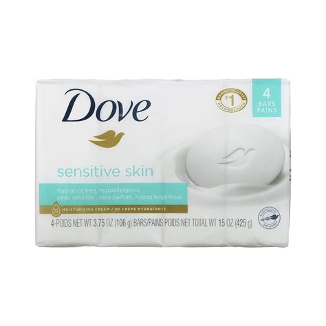 Dove Beauty Bar Soap Sensitive Skin Fragrance Free 4 Bars 3 75 Oz