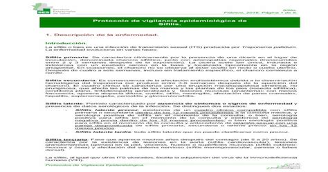 Protocolo De Vigilancia Epidemiológica De Sífilis A Protocolo