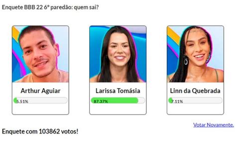 Quem Sai Do Bbb 22 Resultado Da Parcial Da Enquete Uol Indica O