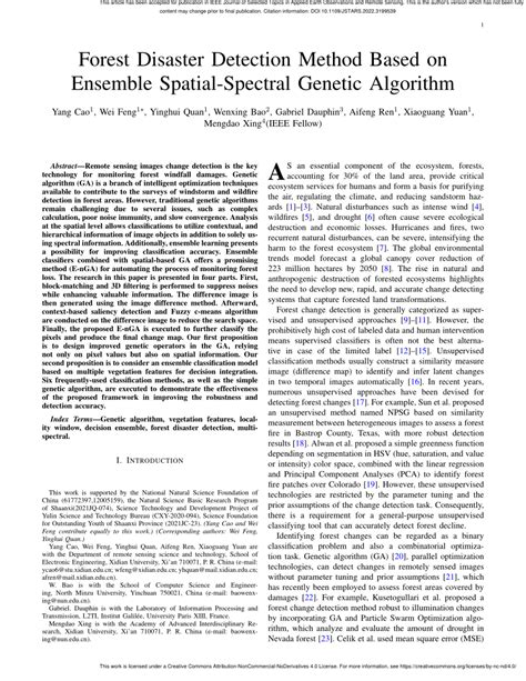 Pdf Forest Disaster Detection Method Based On Ensemble Spatial