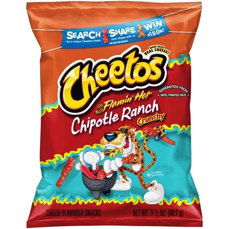 Cheetos Cheese Flavored Snack Flamin Hot Chipotle Ranch Crunchy My