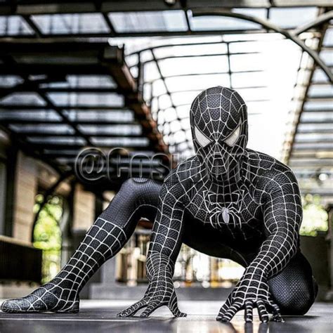 Tobey Maguire Spiderman Costume Black Red Raimi Spider Man Cosplay