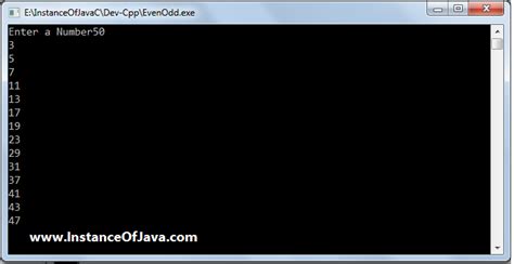 c program to print prime numbers 1 to n instanceofjava