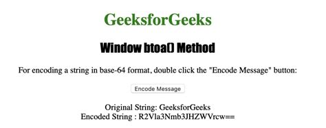 html dom window btoa method geeksforgeeks