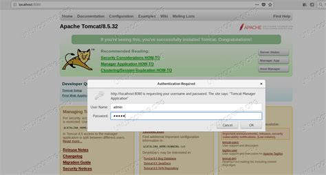 deployment of an example application into apache tomcat container