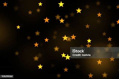 Stars Bokeh Overlay Abstract Background Shiny Gold Stars Bokeh Stock
